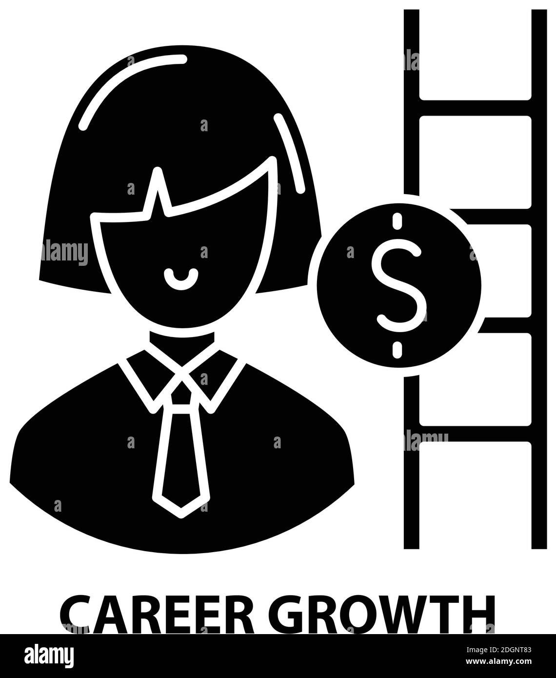 career growth icon, black vector sign with editable strokes, concept ...