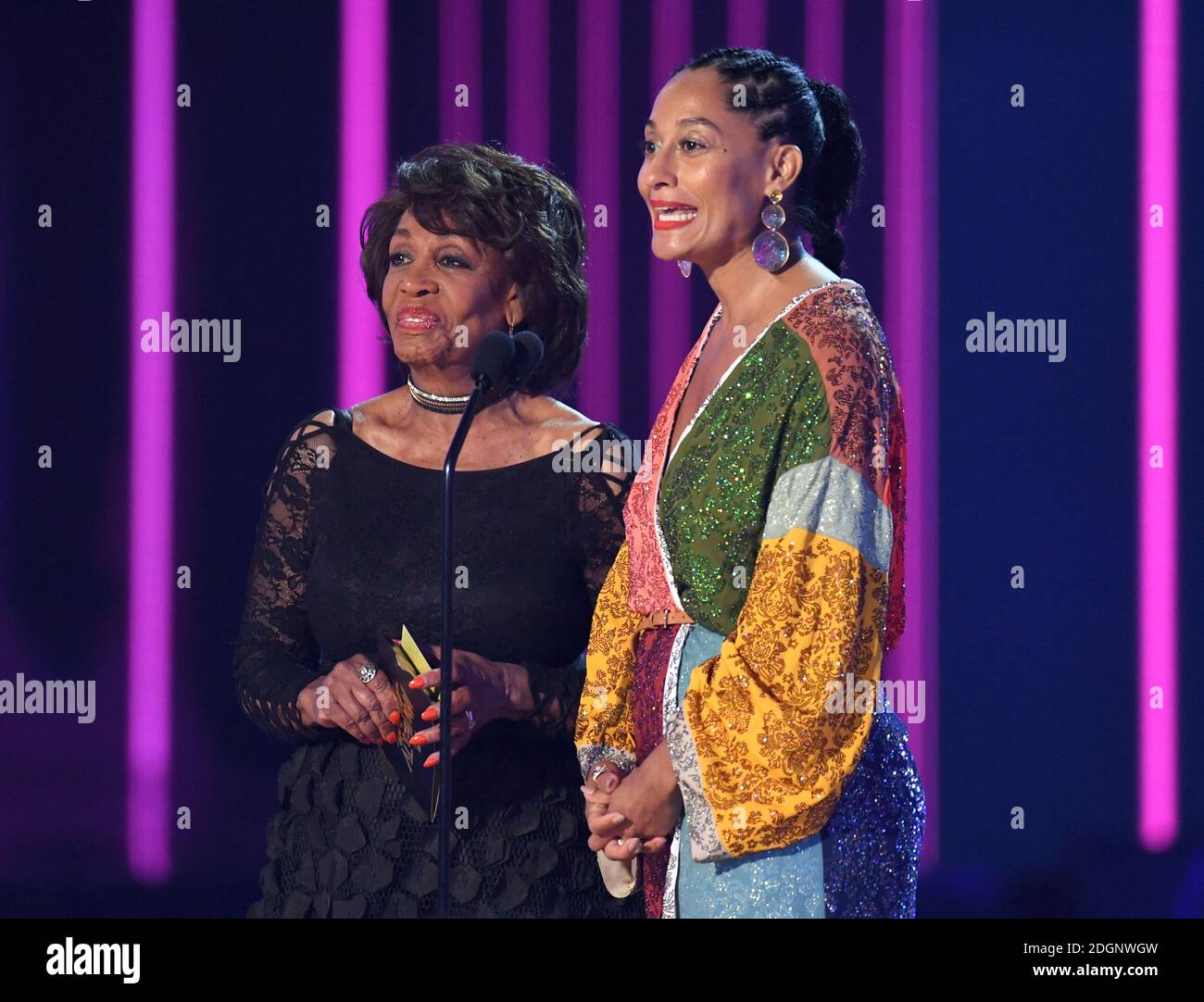 U.S. Representative Maxine Waters (L) and actor Tracee Ellis Ross at ...