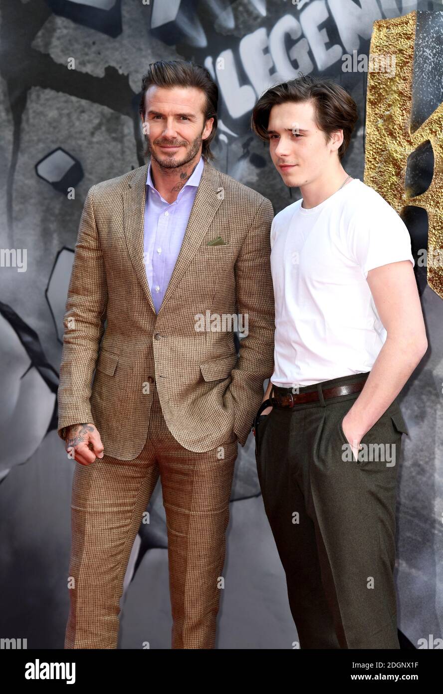 David Beckham and Brooklyn Beckham attending the European premiere of ...