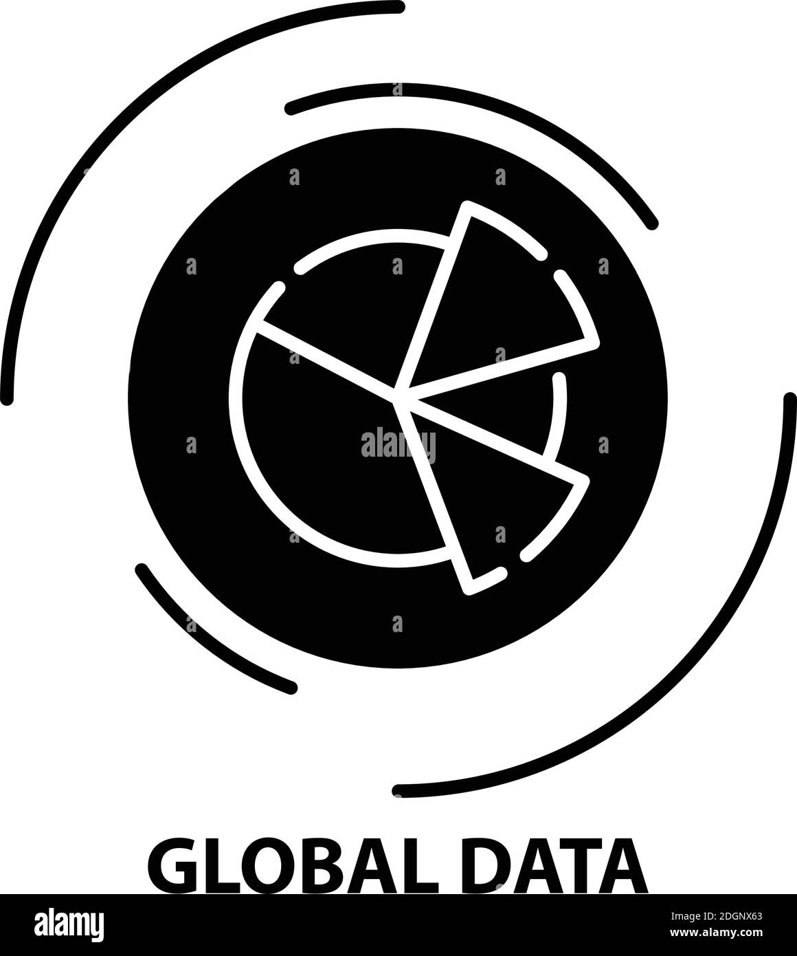 global data icon, black vector sign with editable strokes, concept ...