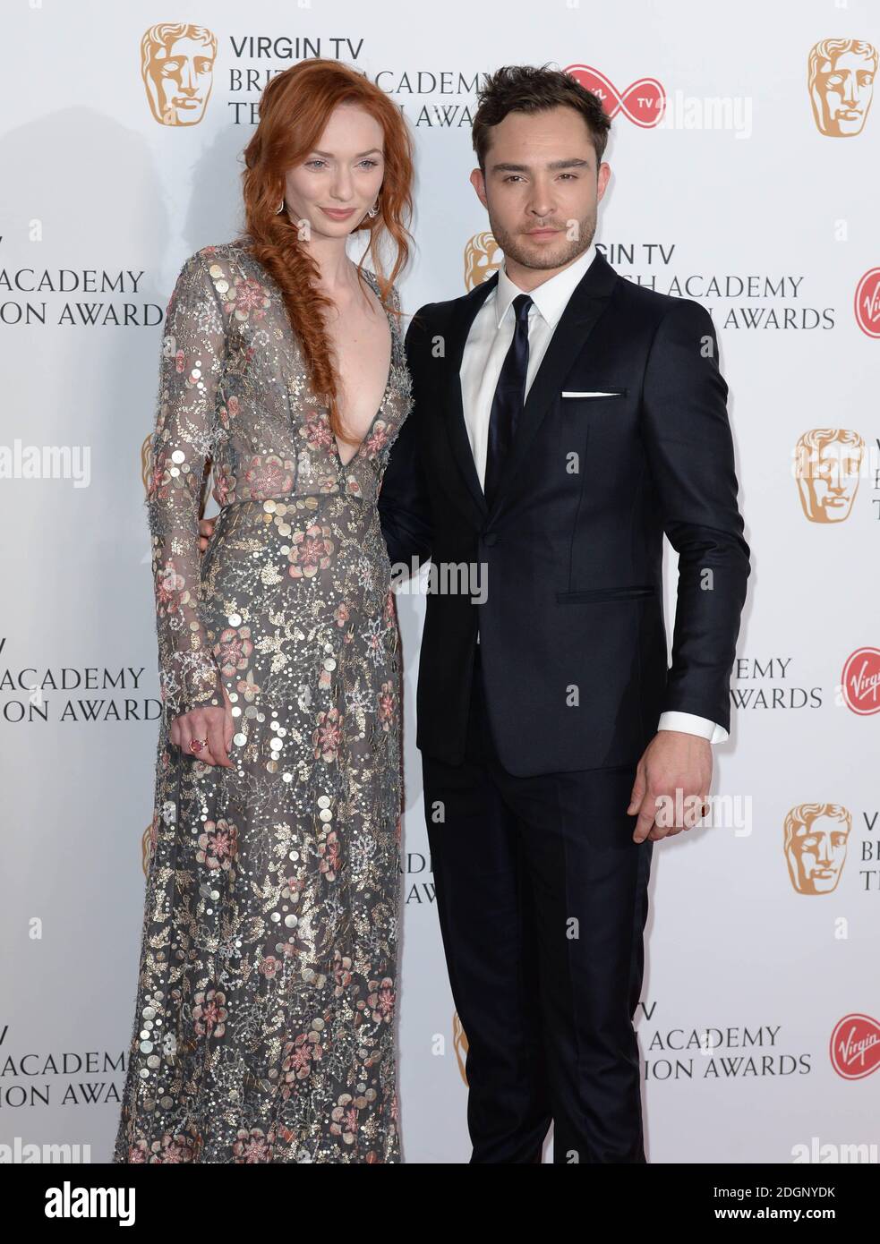 Eleanor Tomlinson and Ed Westwick in the winners photo area at the ...
