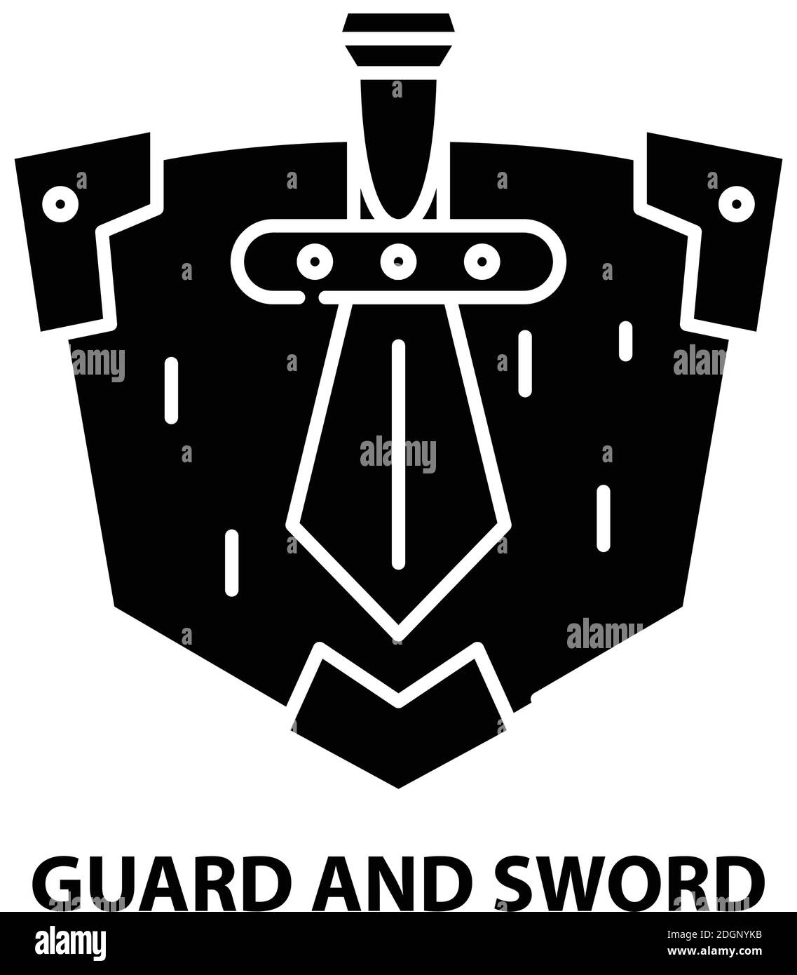 guard and sword icon, black vector sign with editable strokes, concept ...