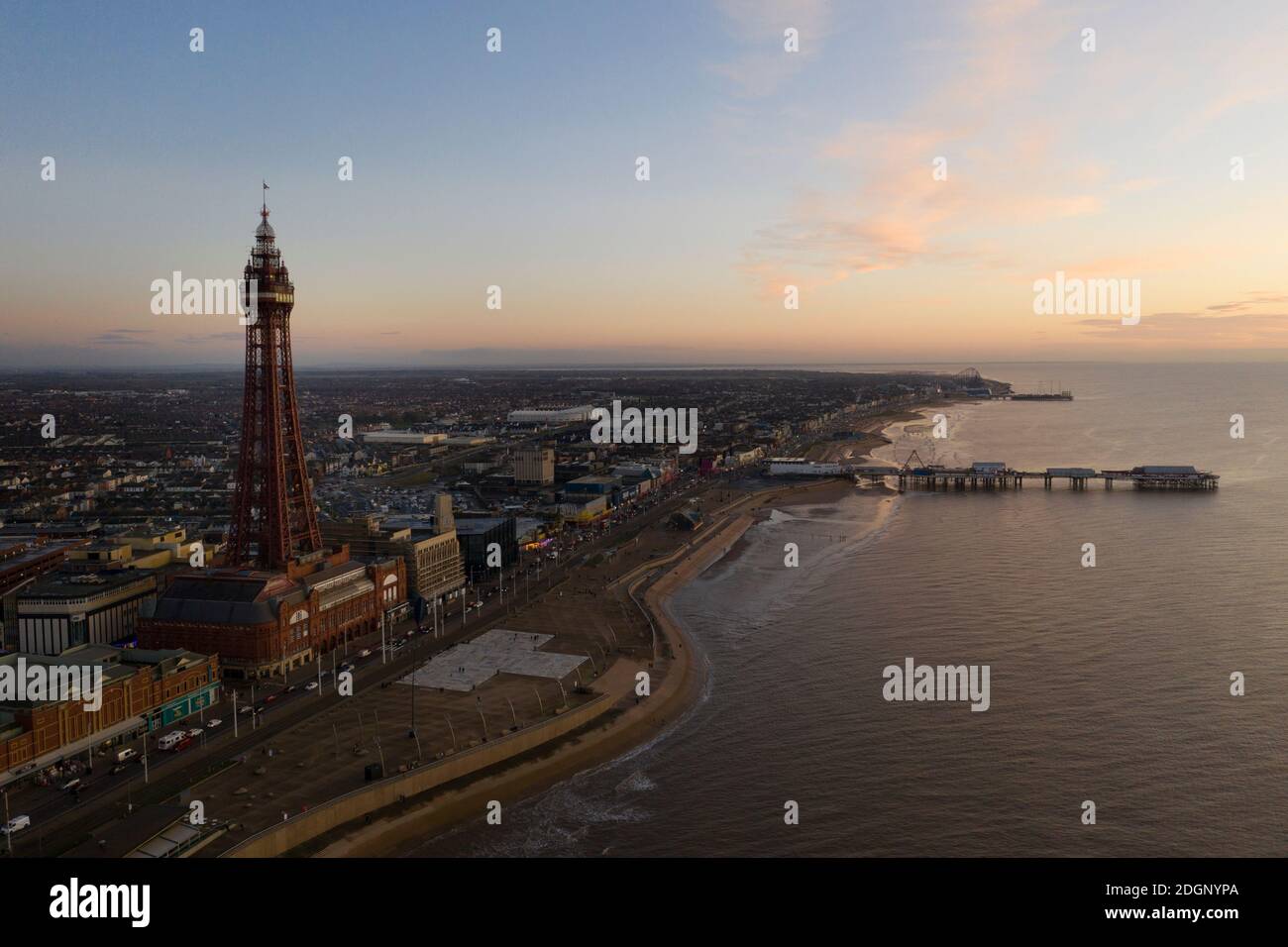 Blackpool sea front, by the sea. England heritage. The Blackpool Tower ...