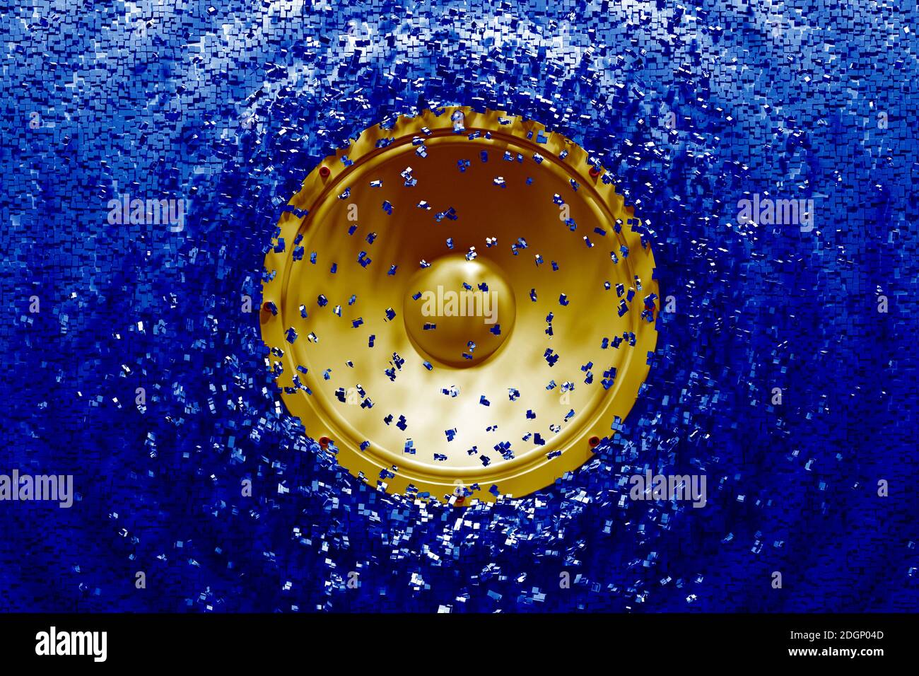 Abstract sound speaker with dynamic bass particle - 3D Illustration ...