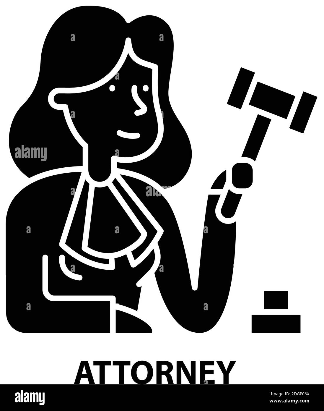 attorney icon, black vector sign with editable strokes, concept ...