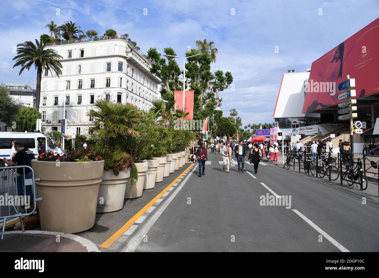 General view of Plant Pot bollards protecting the red carpet at the ...