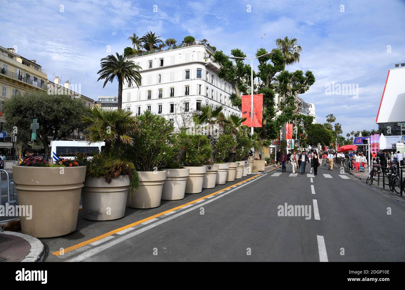 General view of Plant Pot bollards protecting the red carpet at the ...