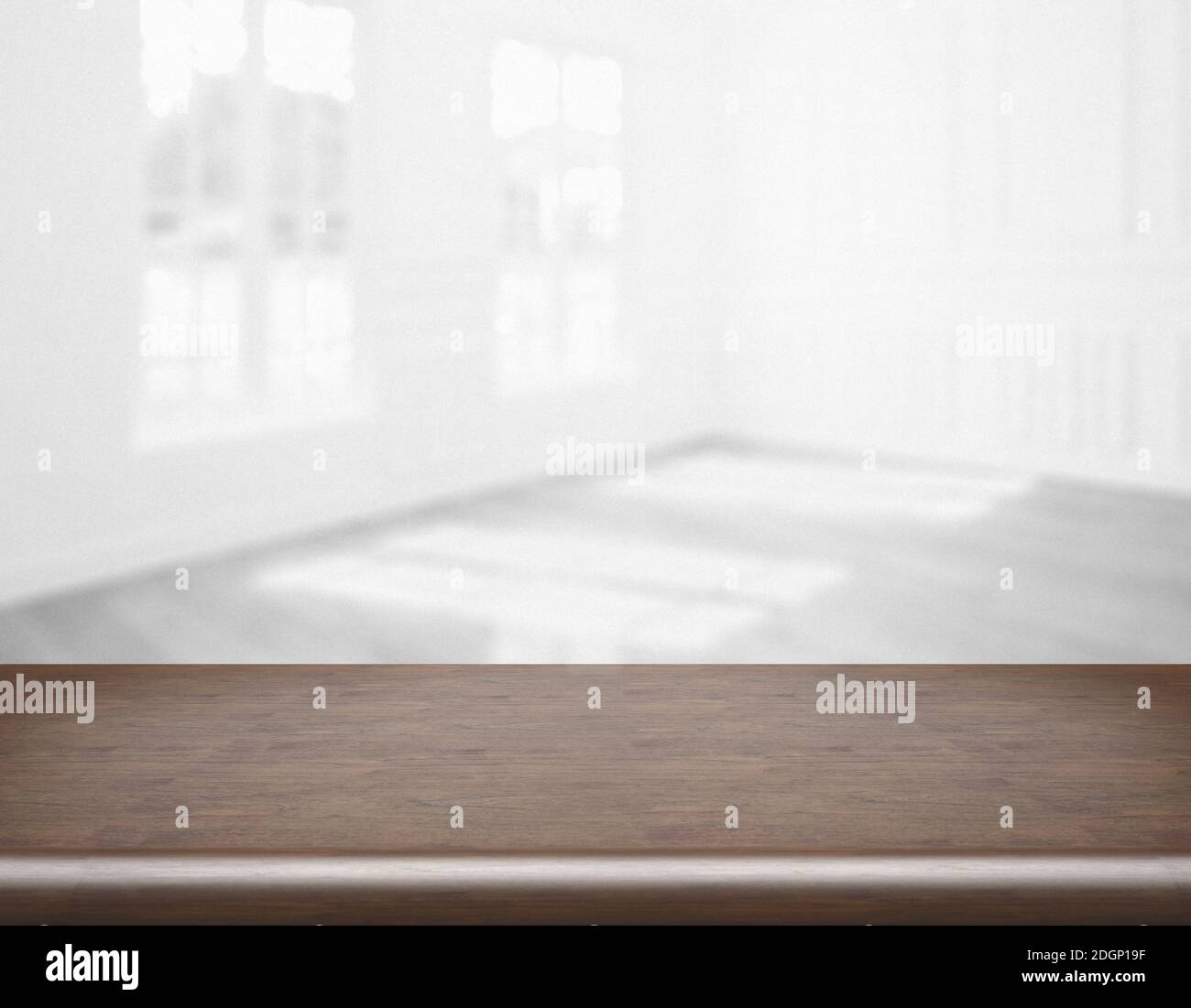 Blank table top in front of blurry room - Illustration Stock Photo - Alamy