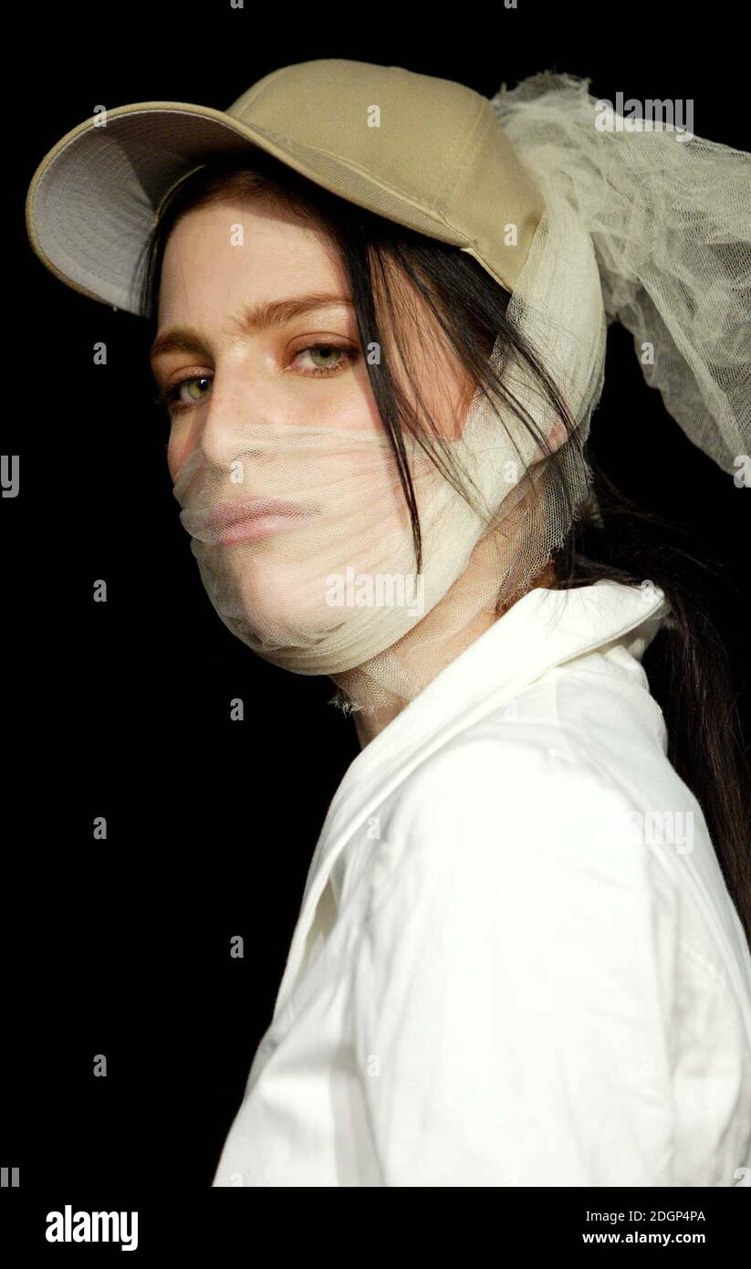A model at the Katharine Hamnett show, as part of London Fashion Week ...