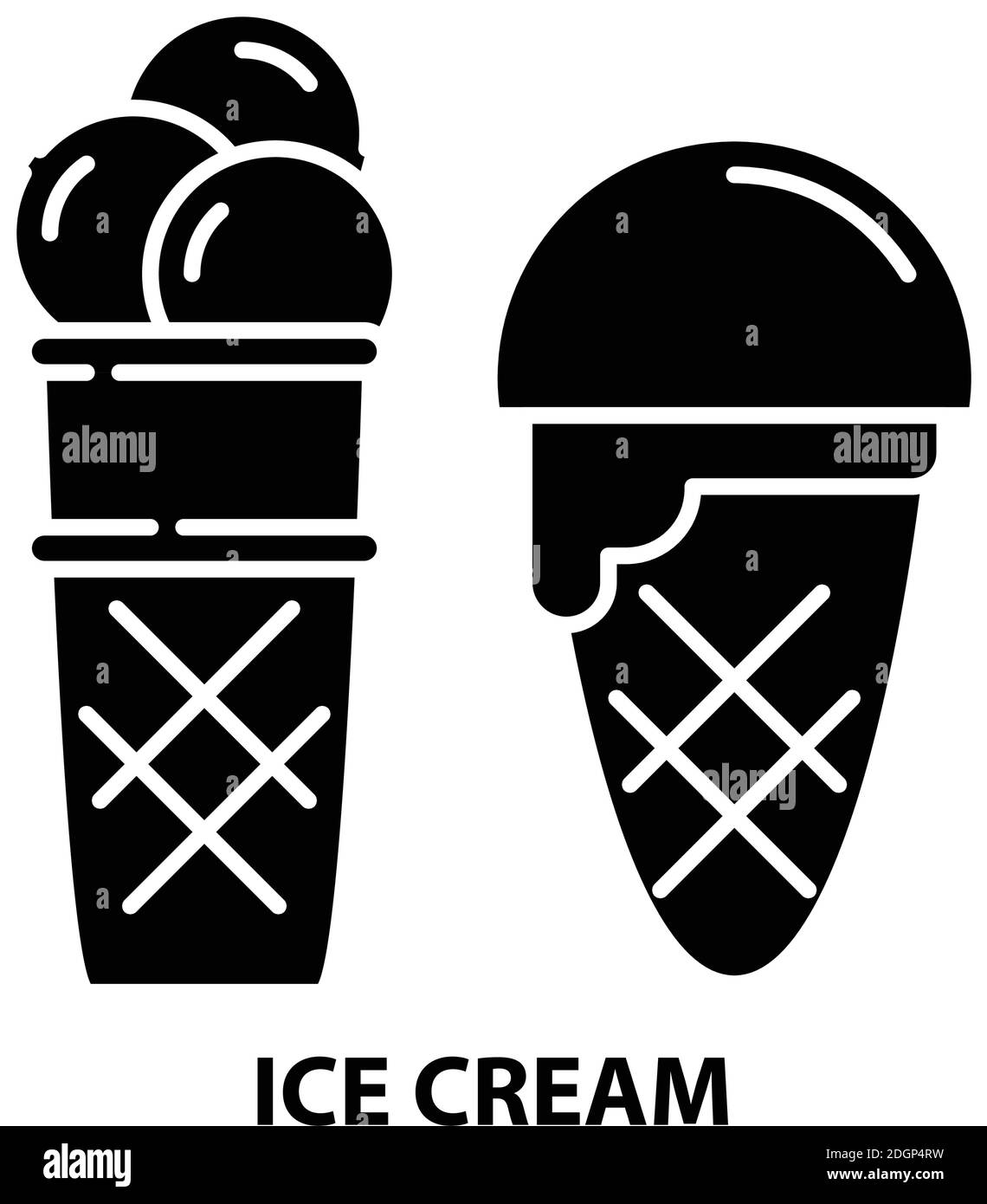 ice cream symbol icon, black vector sign with editable strokes, concept illustration Stock ...