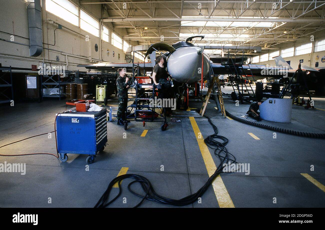 RAF Upper Heyford airbase Oxfordshire UK 1990. Home of 20th Tactical ...