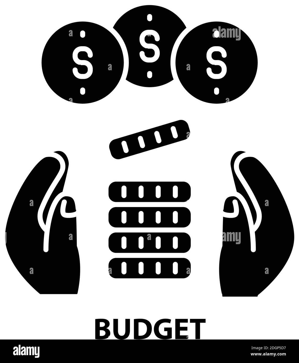 budget symbol icon, black vector sign with editable strokes, concept ...