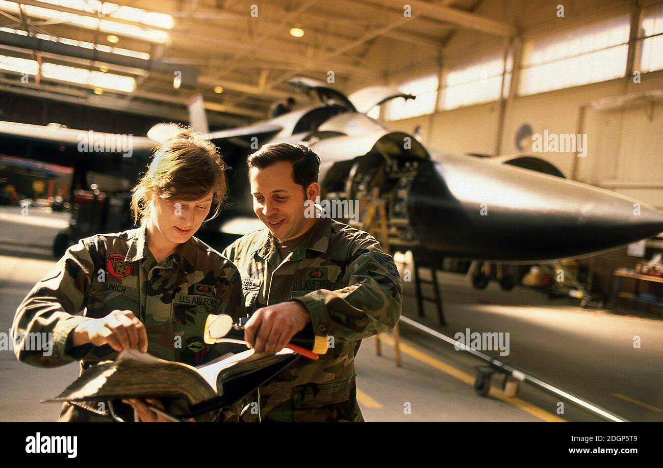 RAF Upper Heyford airbase Oxfordshire UK 1990. Home of 20th Tactical ...