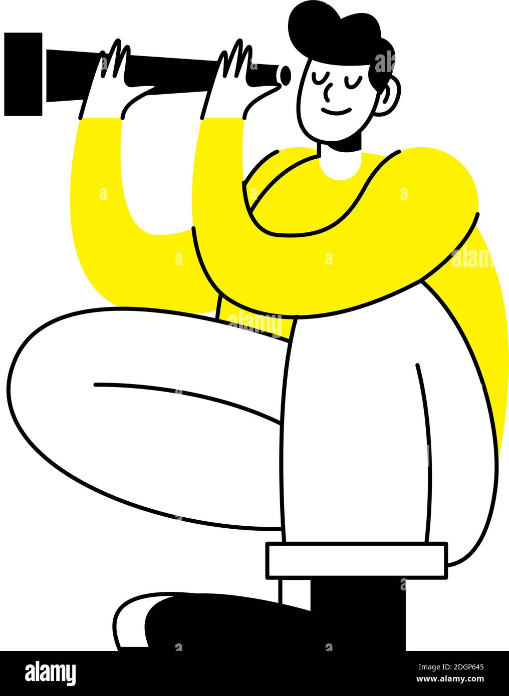man using telescope activity character icon vector illustration design ...