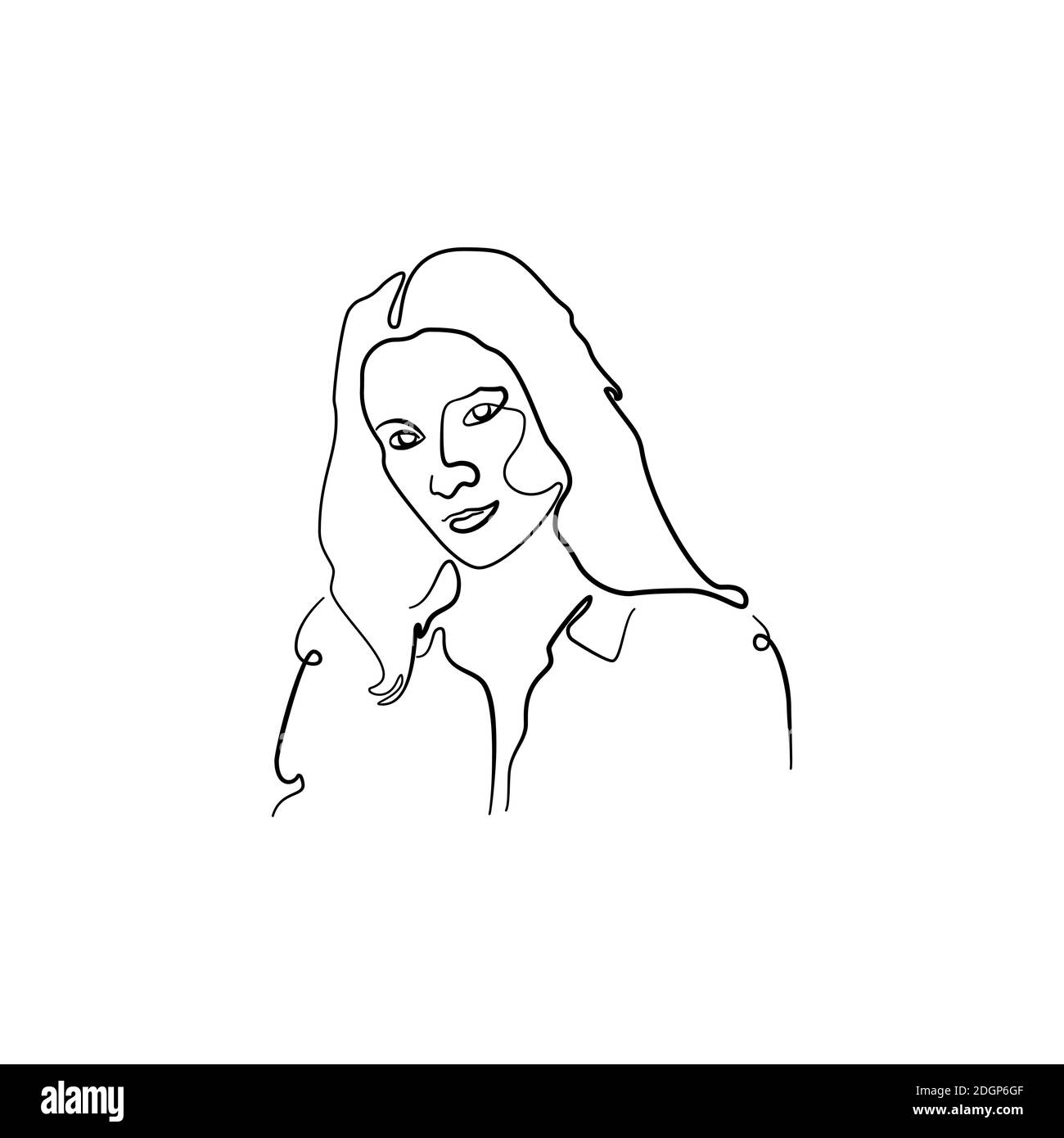Single line drawing of a woman portrait Isolated on white background ...