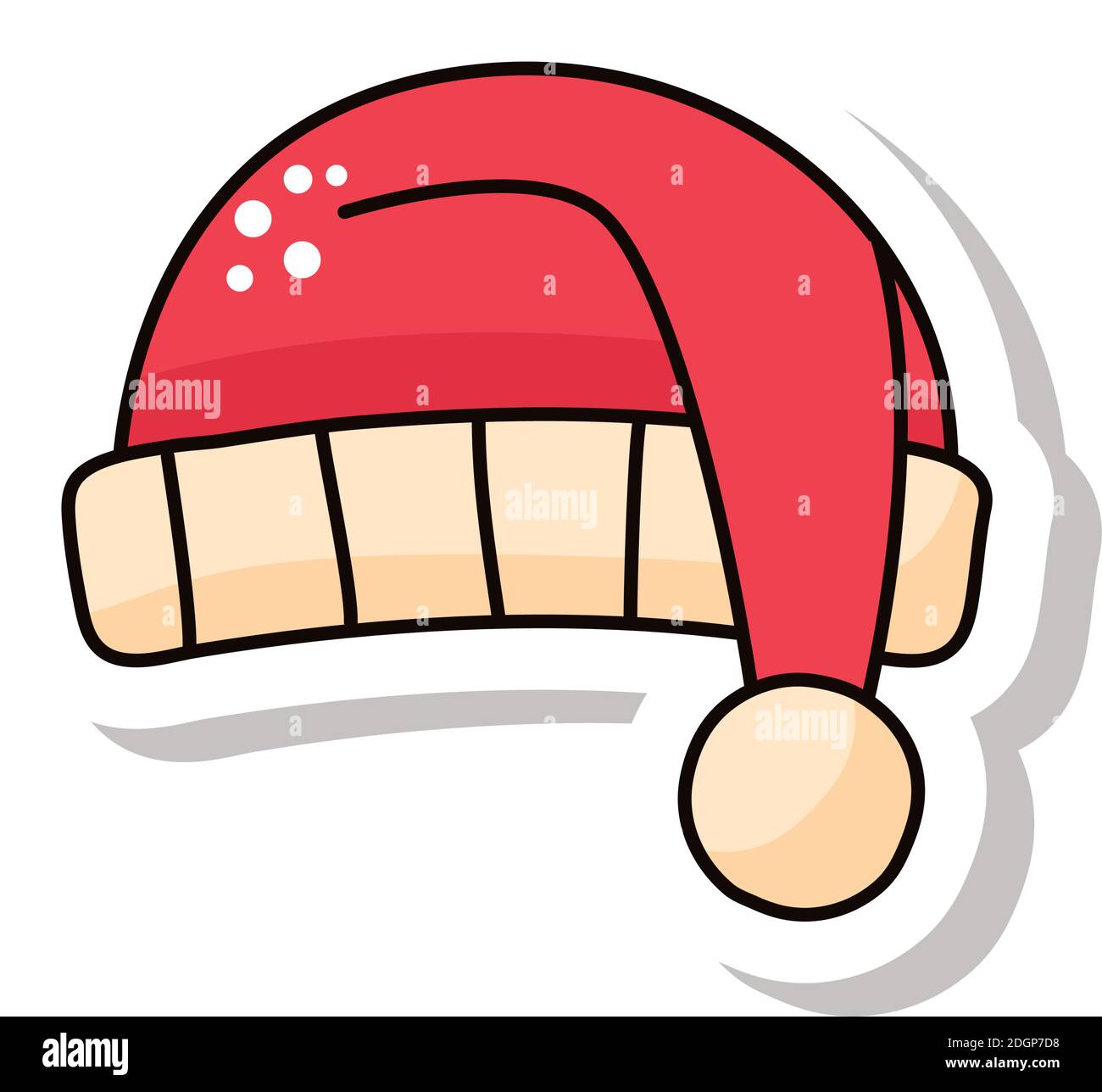 merry christmas santa hat sticker icon vector illustration design Stock ...
