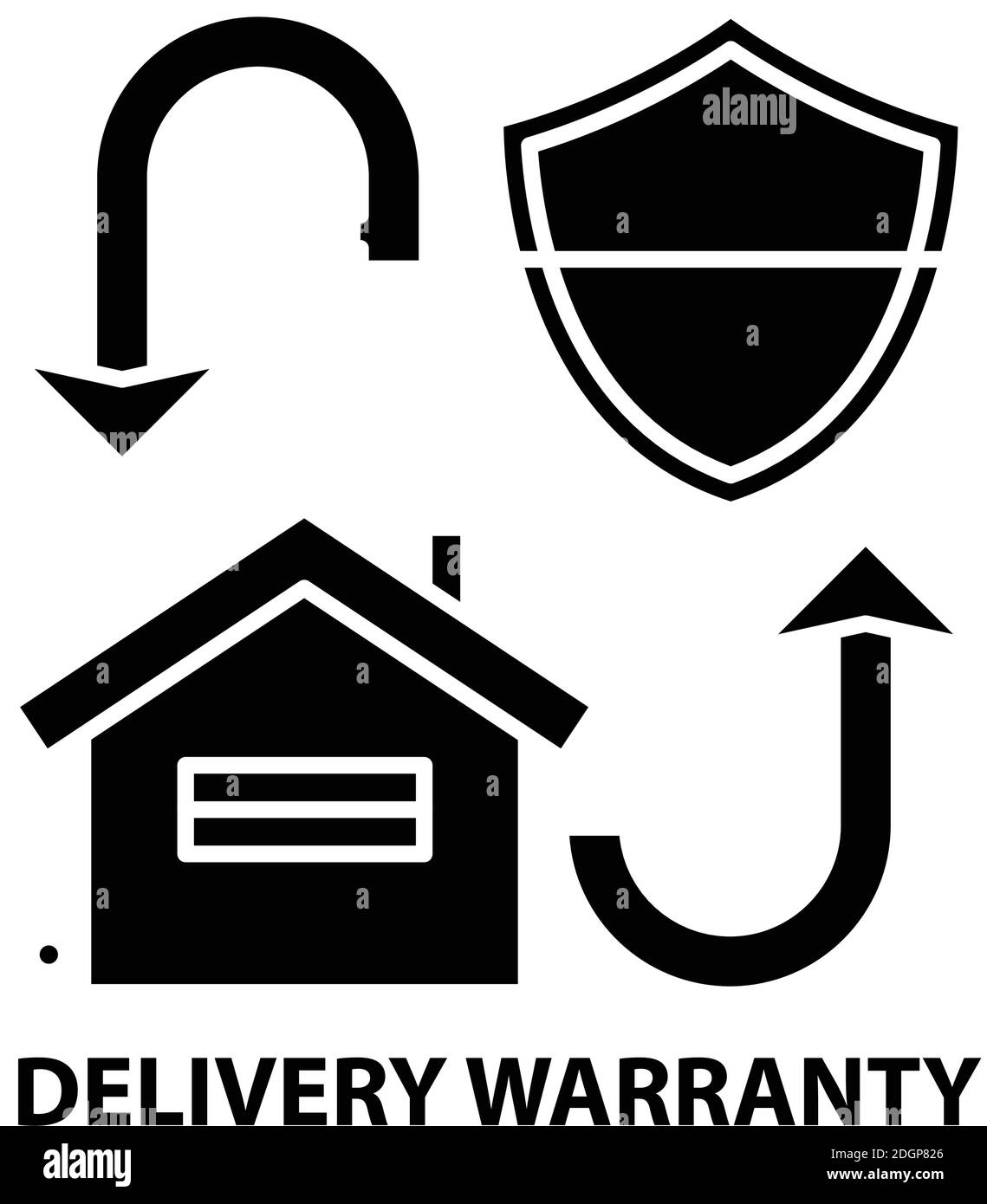 delivery warranty icon, black vector sign with editable strokes ...