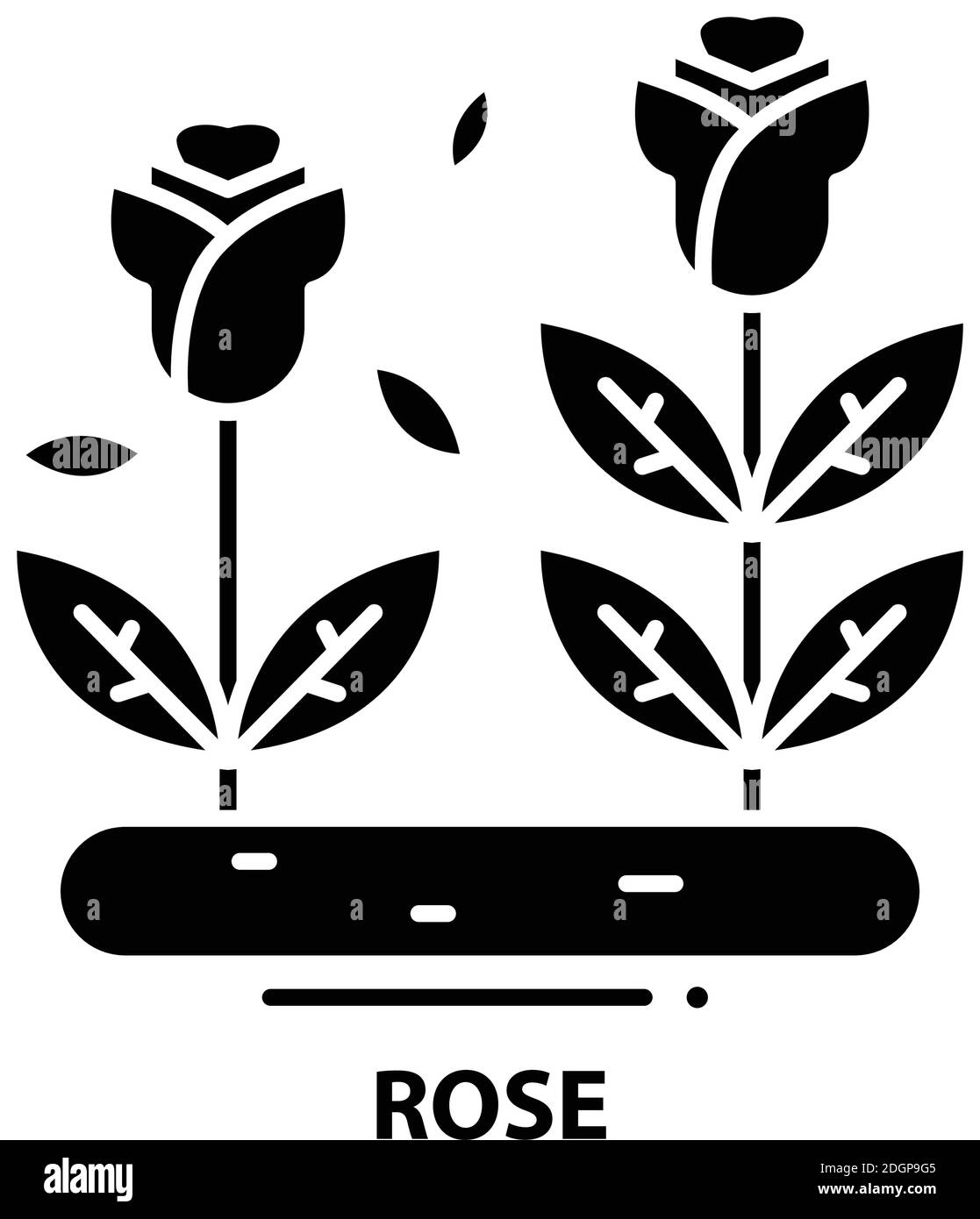 rose symbol icon, black vector sign with editable strokes, concept ...