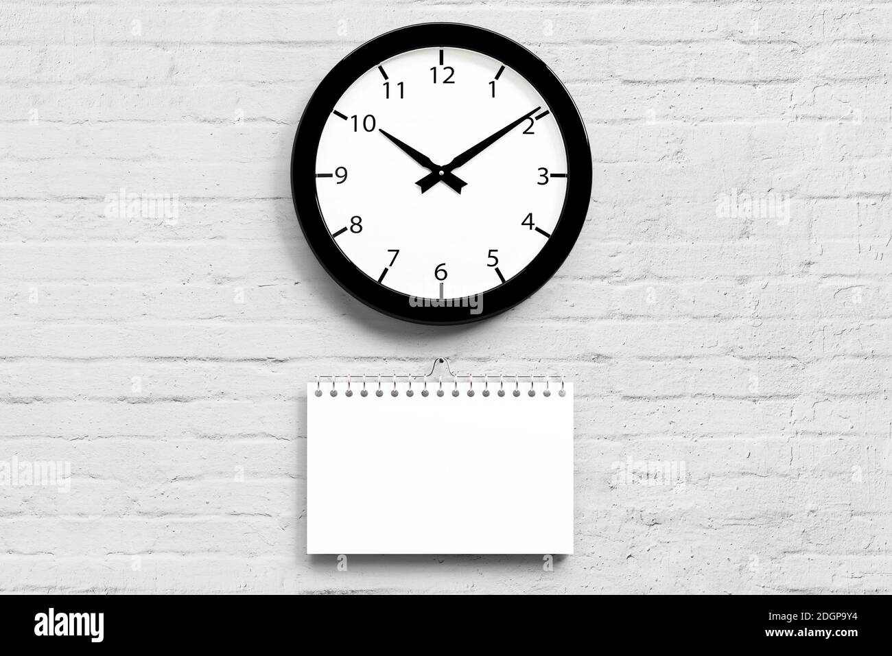 Calendar with Clock Stock Photo - Alamy