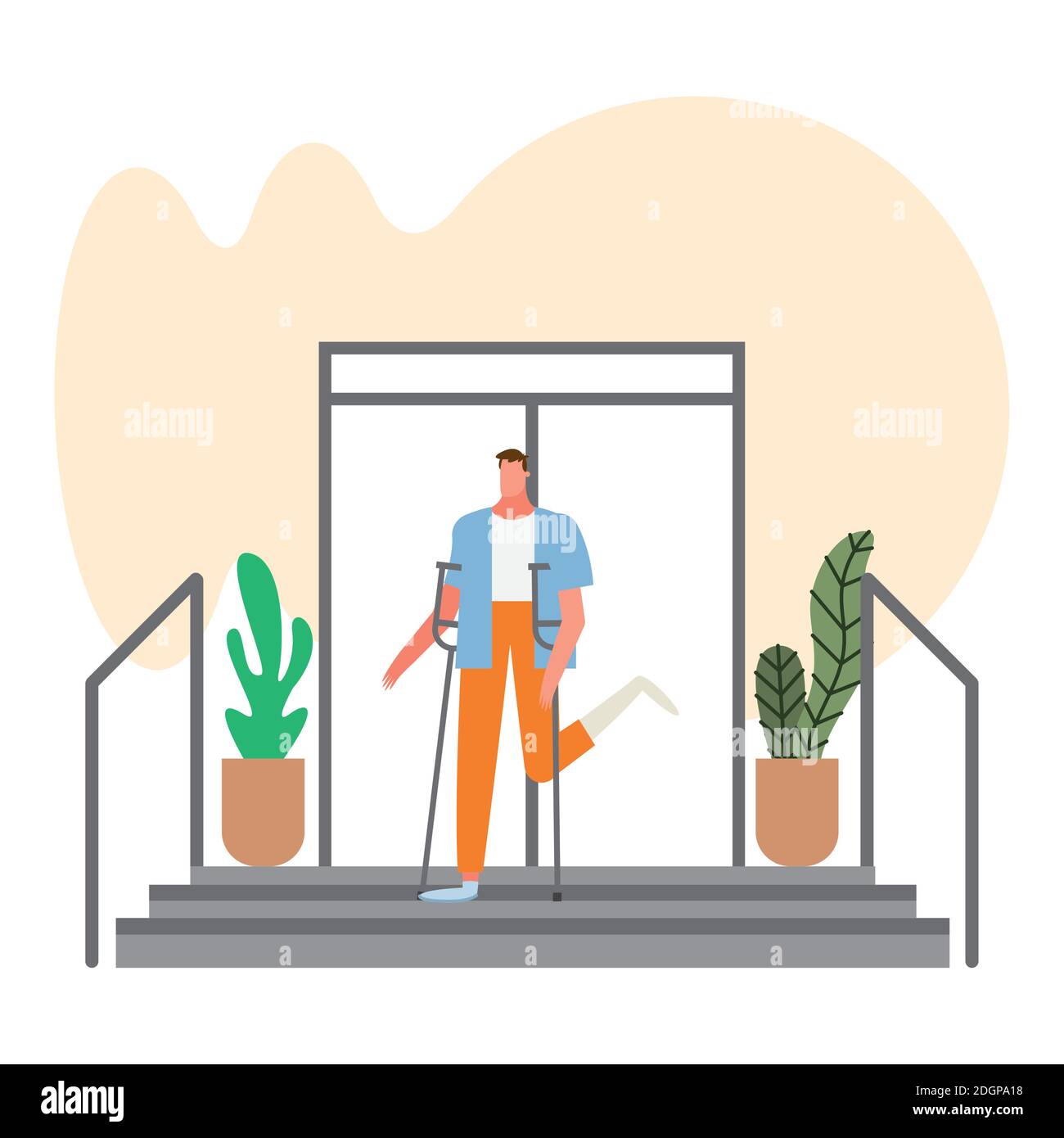 man with crutches disable person character vector illustration design ...