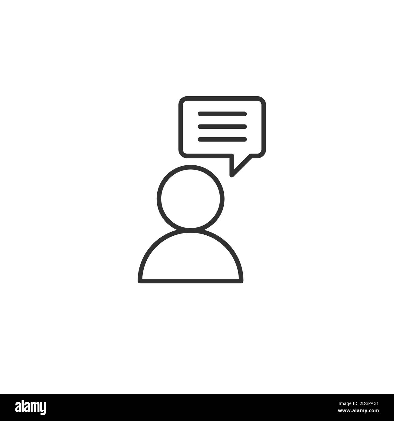 Chat linear icon. chat speach bubble, square message sign. Stock vector ...