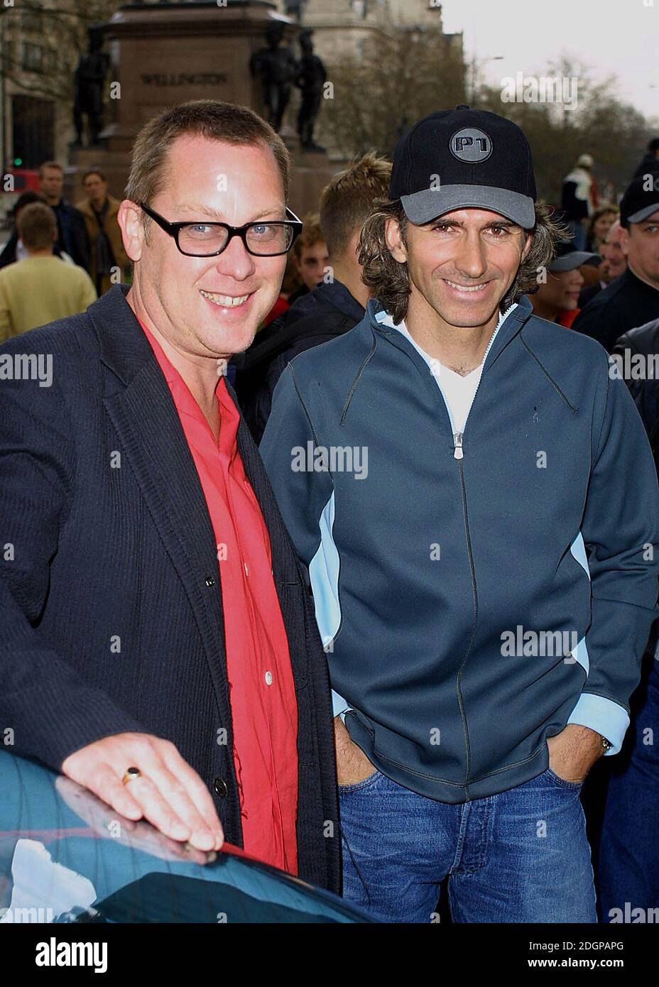 Vic Reeves and Damon Hill AT THE THE GUMBALL RALLY 3000 FROM LONDON ...