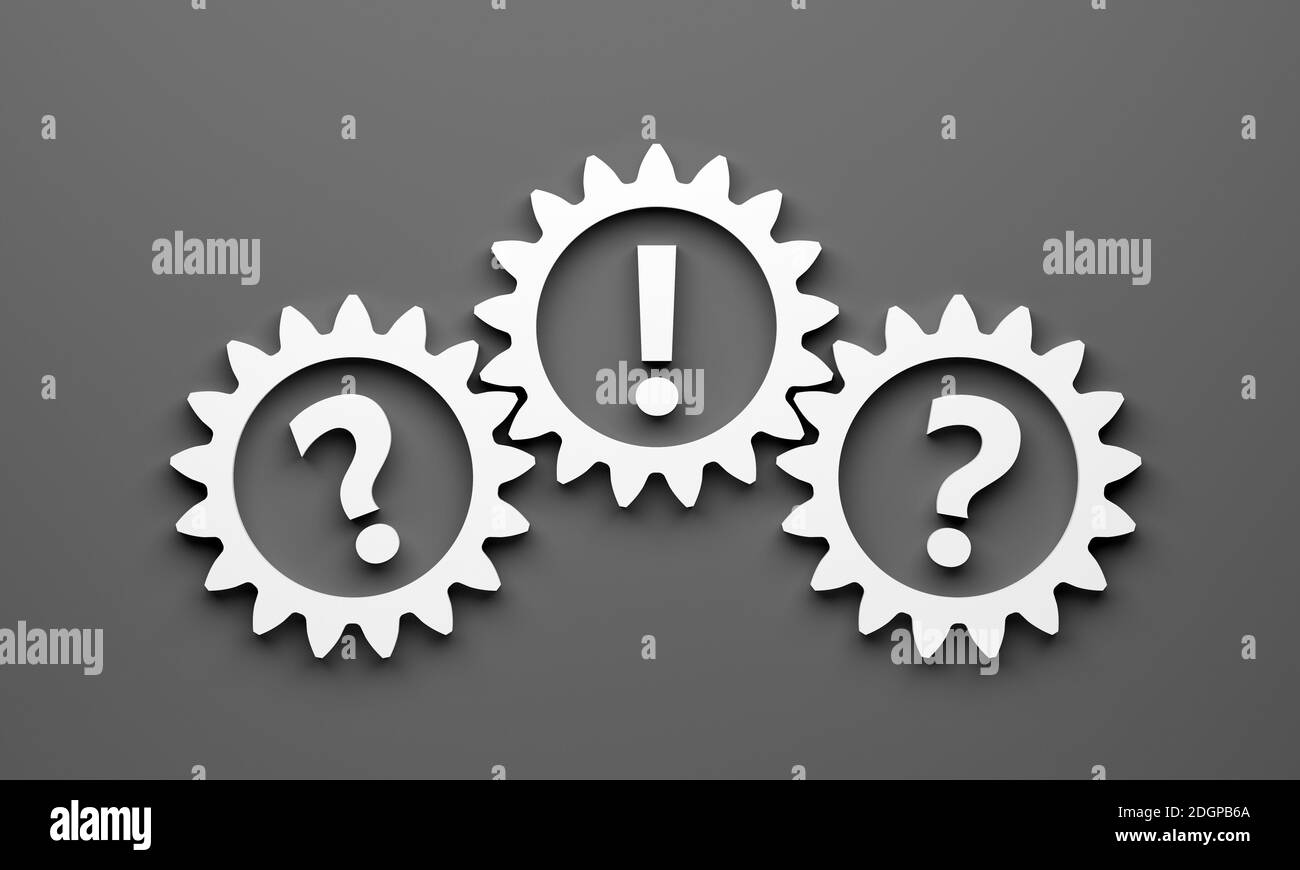 Question mark with gears - Illustration Stock Photo - Alamy