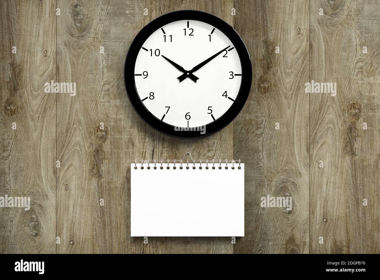 Calendar with Clock Stock Photo - Alamy
