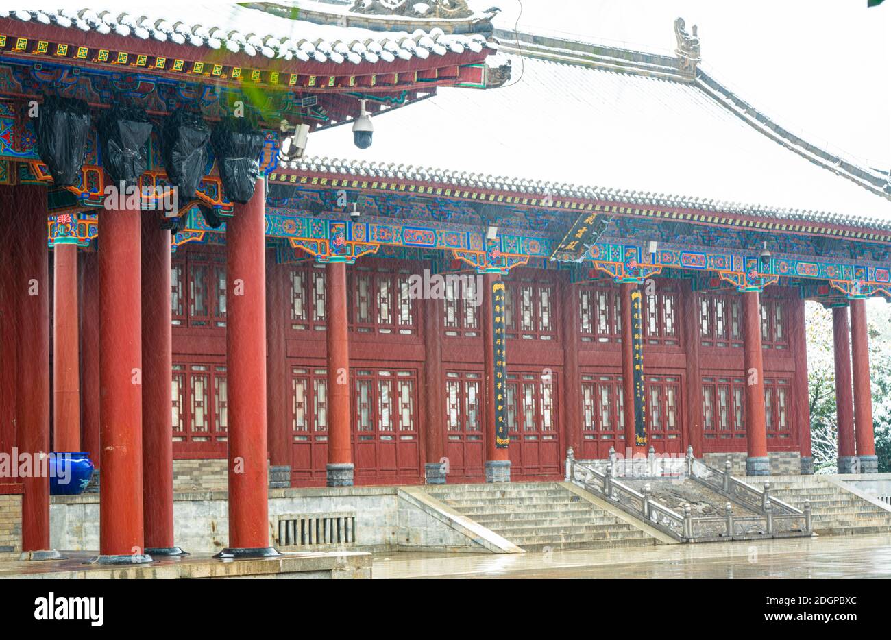 Ancient Chinese buildings and plants around the Huaqing Palace, also ...