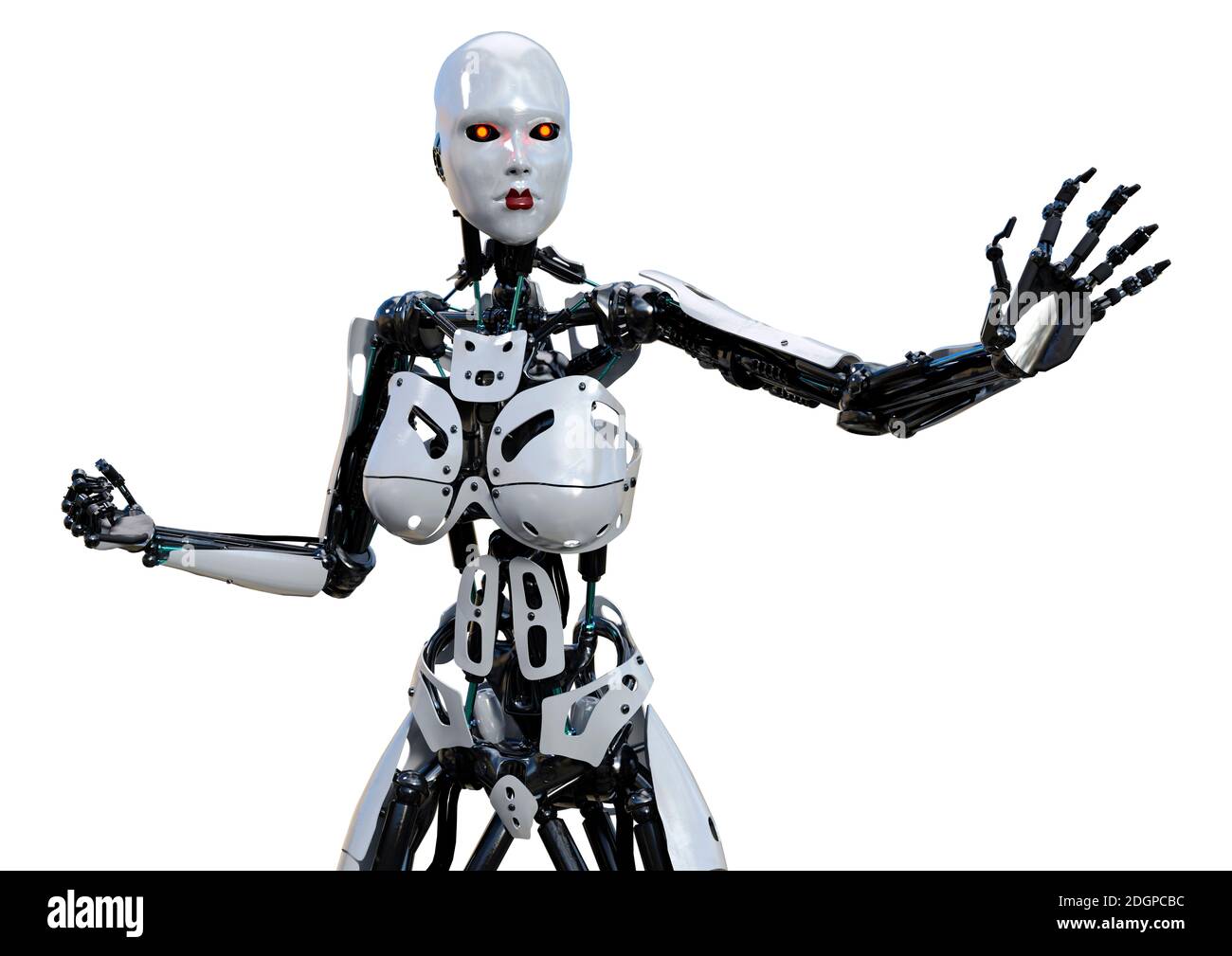 3D rendering of a female robot isolated on white background Stock Photo ...