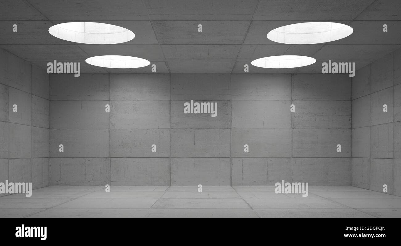 Emty room with concrete wall - Illustration Stock Photo - Alamy