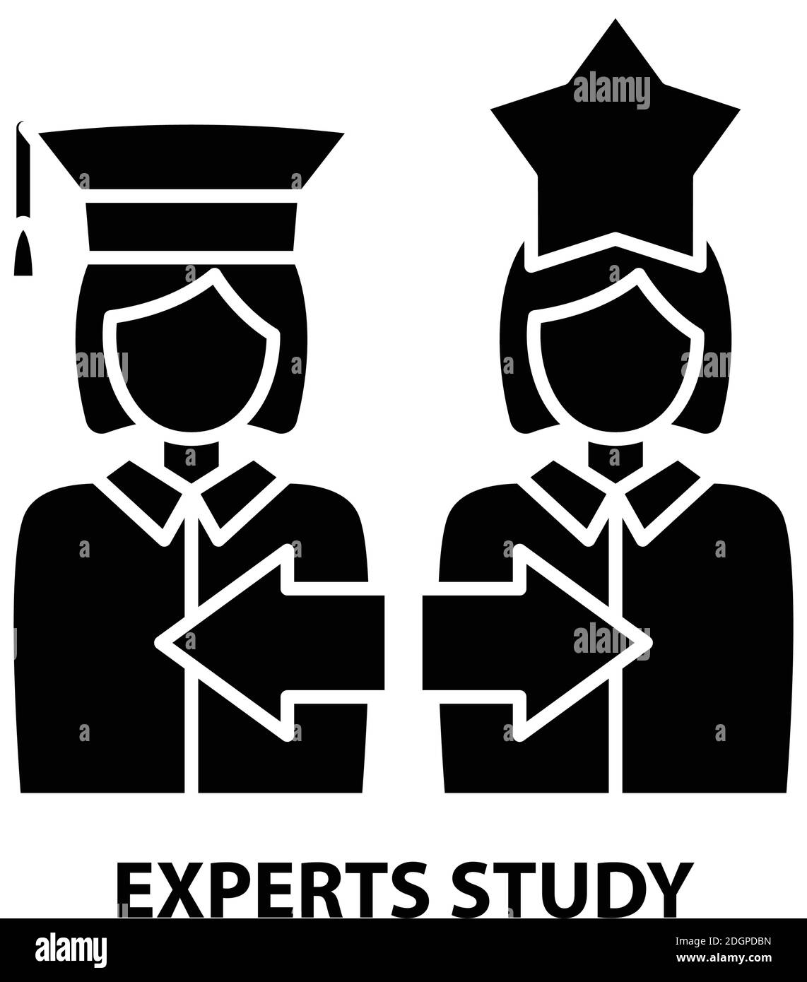 experts study icon, black vector sign with editable strokes, concept ...