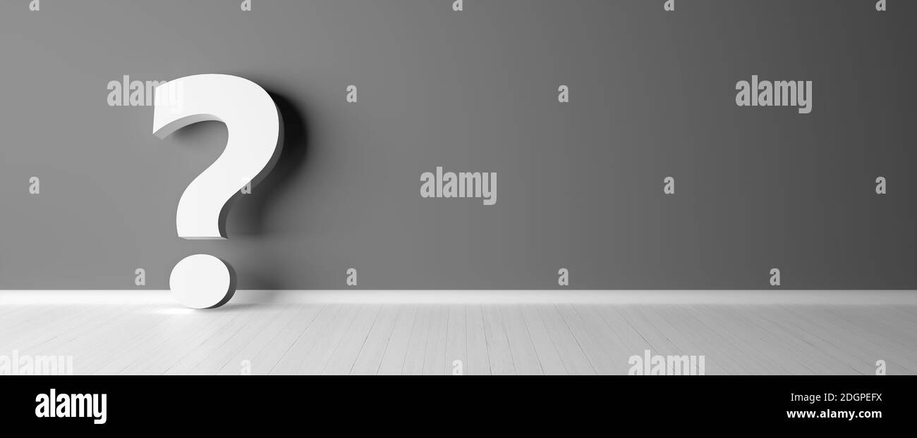 Question mark in emty room - Illustration Stock Photo - Alamy