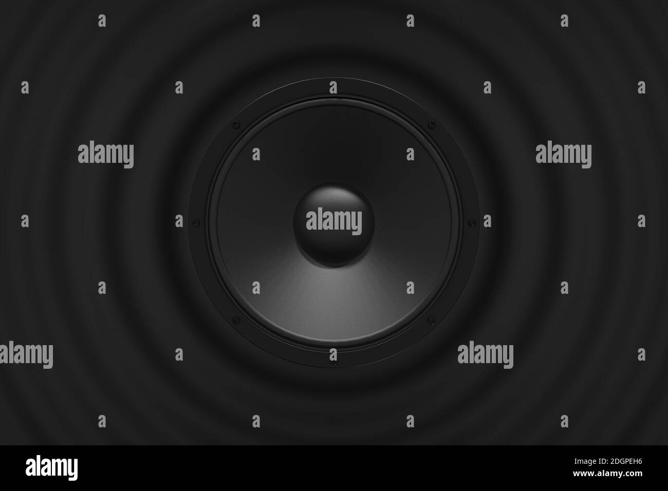 Abstract sound speaker with dynamic bass waves - 3D Illustration Stock ...