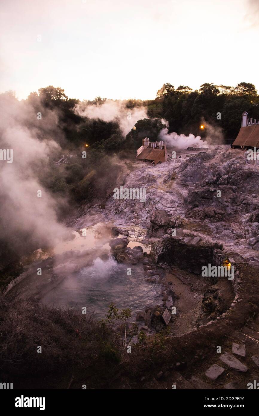 Calderia das Furnas hot springs, Sao Miguel Island, Azores Stock Photo ...