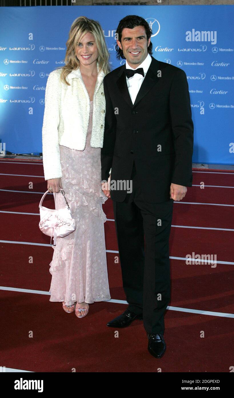 Luis Figo and his girlfriend at the Laureus Sports Awards 2004, Lisbon ...
