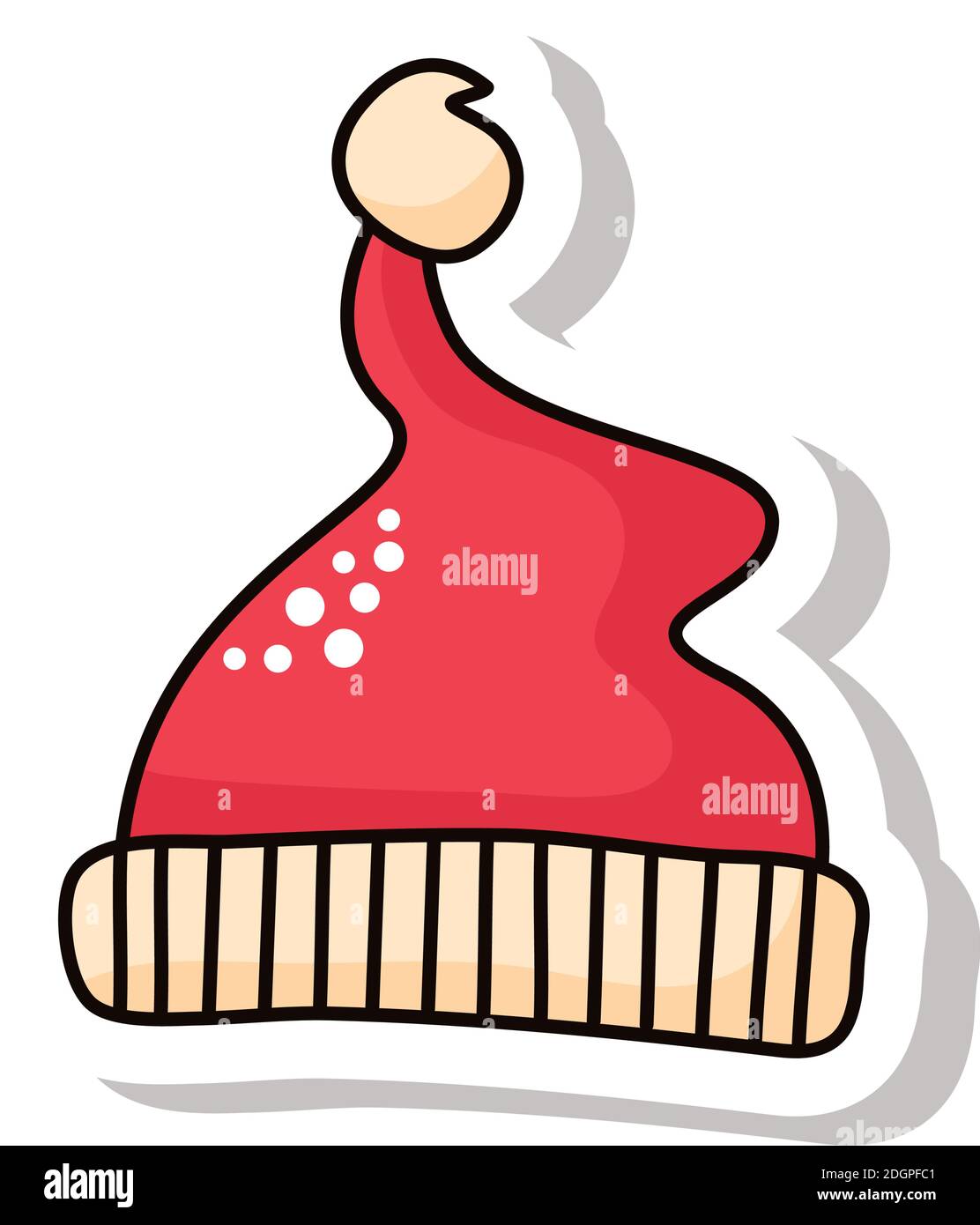 merry christmas red santa hat sticker vector illustration design Stock ...