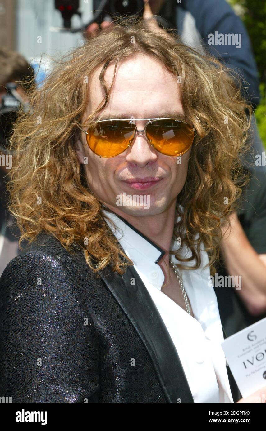 Justin Hawkins arriving at the Ivor Novello Awards at the Grosvenor ...