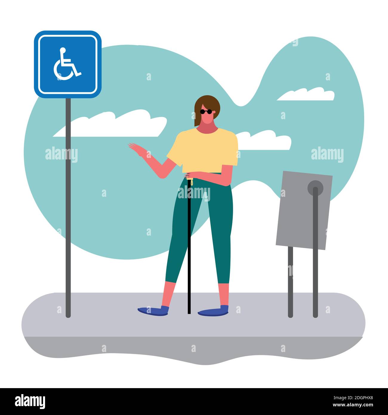 woman blind disable person character vector illustration design Stock ...