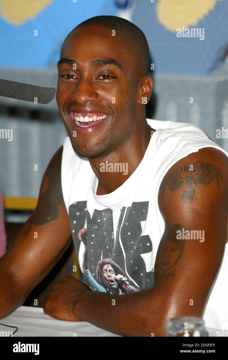 Simon Webbe from Blue unveils his Lego Head at Legoland, Windsor. Doug ...