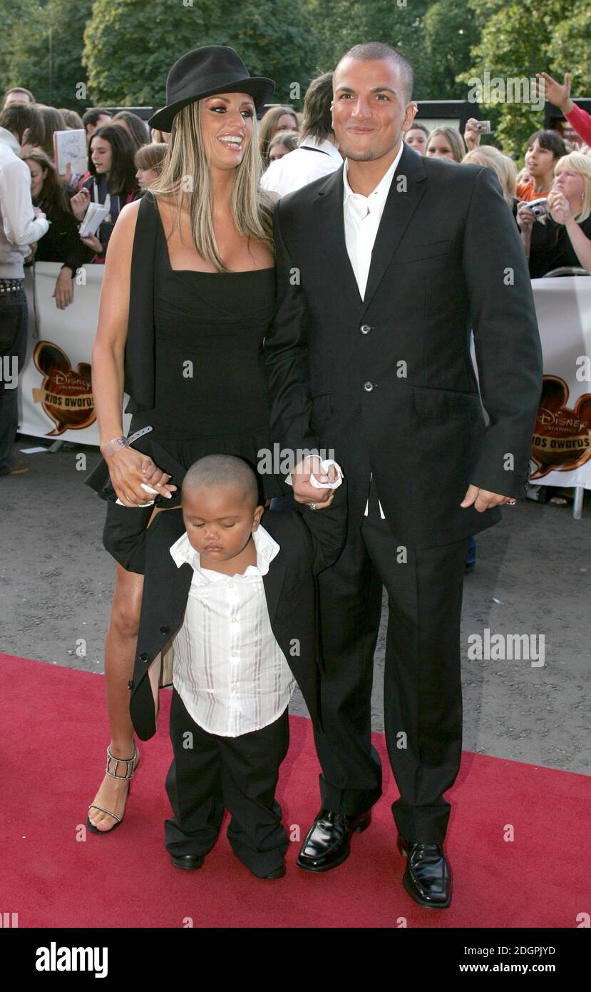 Jordan with Peter Andre and baby Harvey attending the Disney Channel ...