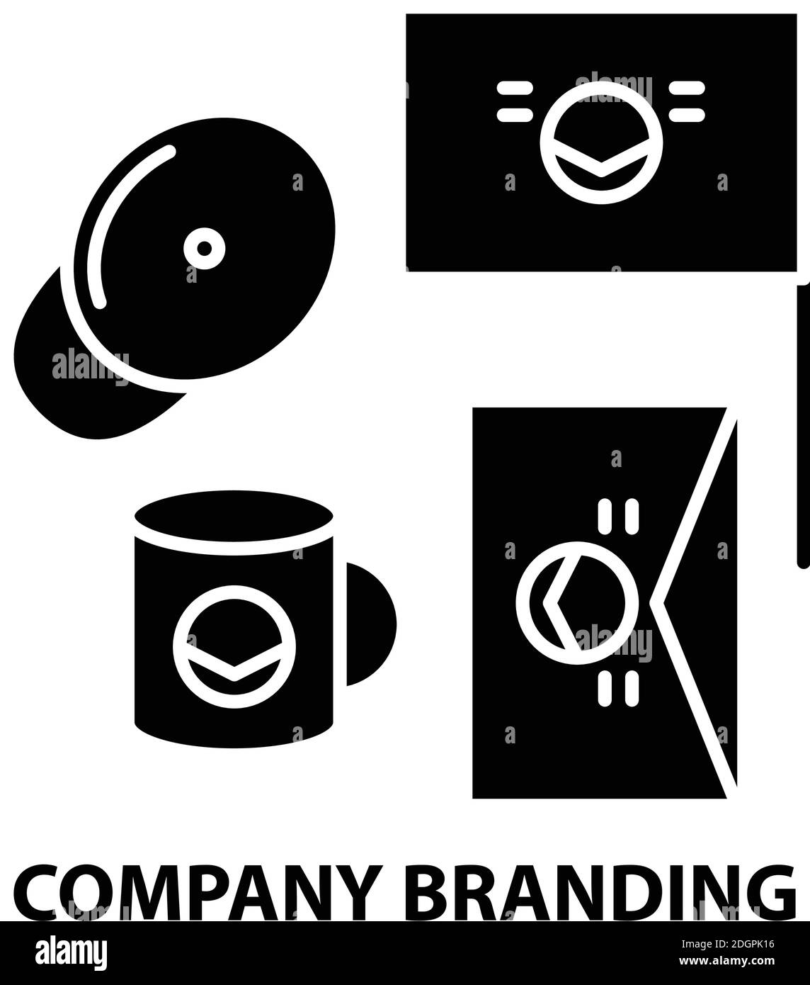 company branding icon, black vector sign with editable strokes, concept ...