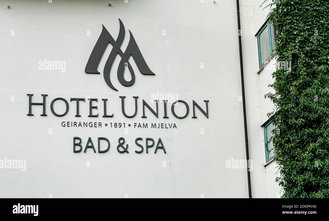Hotel Union in Geiranger fjord in Norway Stock Photo - Alamy