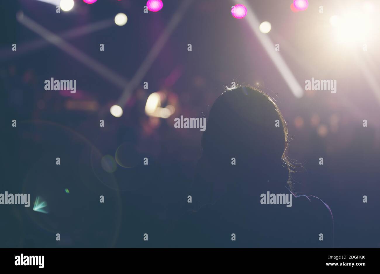 Concert Dark background, smoke, spotlights. Bright lights Stock Photo ...