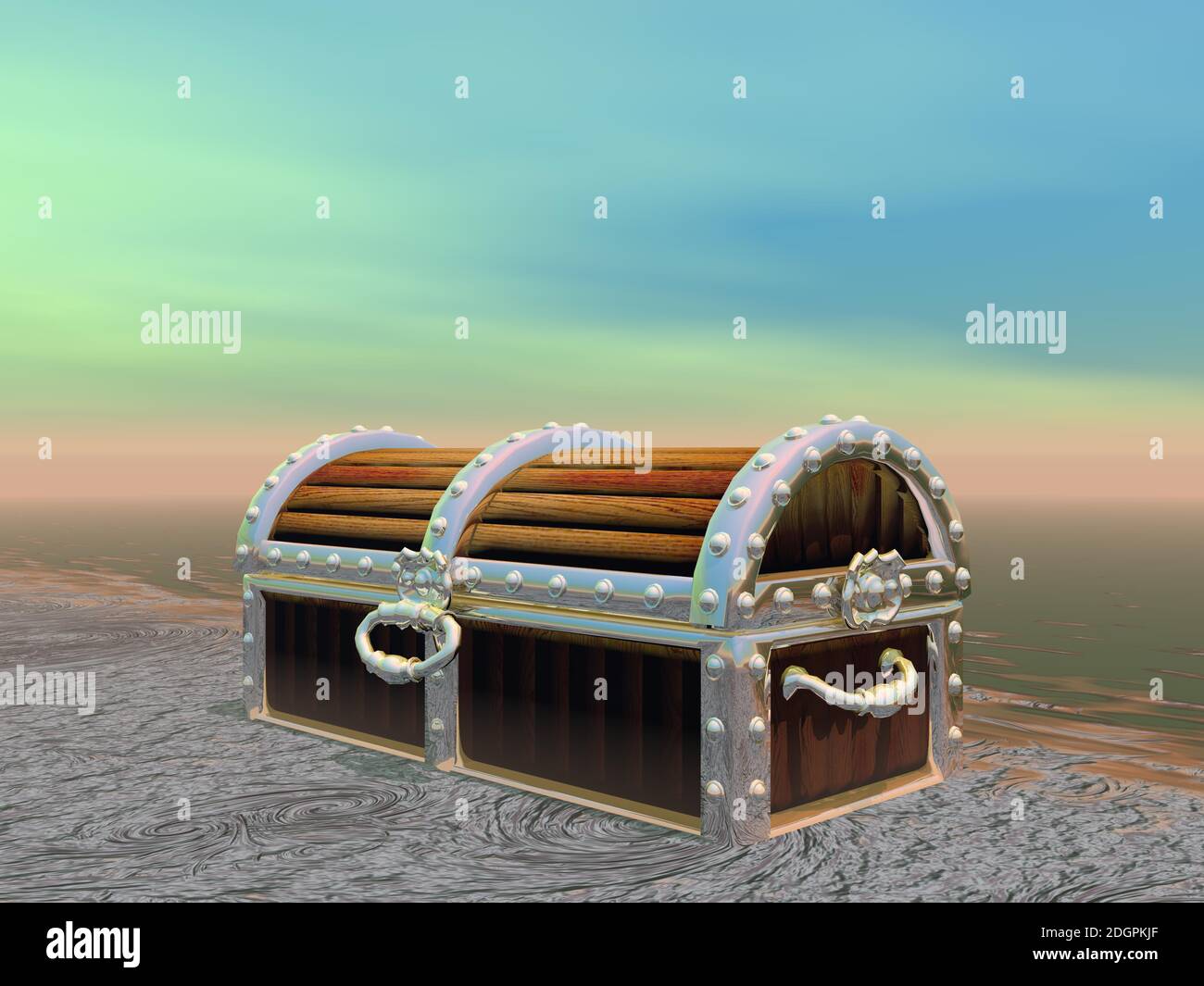 Lost box in the middle of the sea - 3d rendering Stock Photo - Alamy