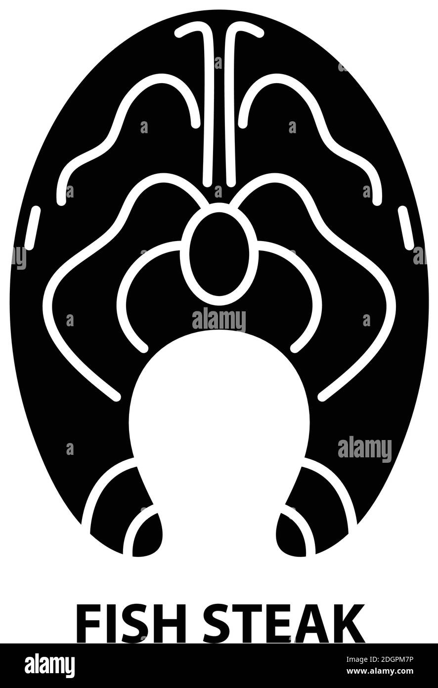 fish steak icon, black vector sign with editable strokes, concept ...