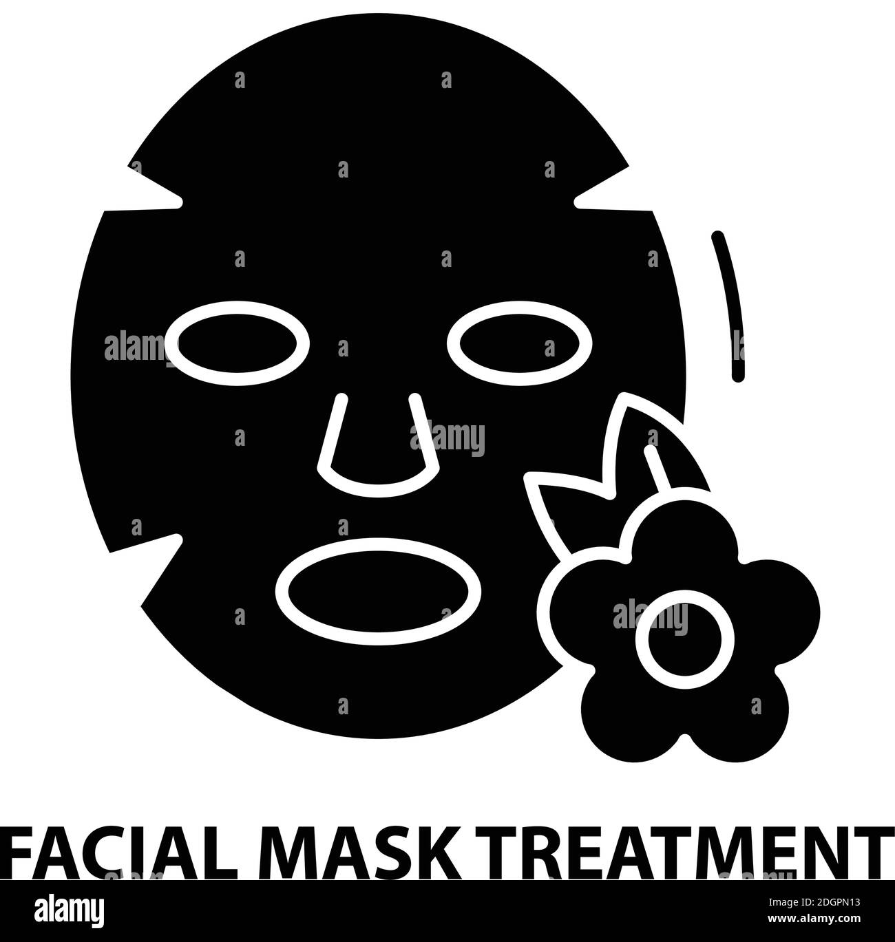facial mask treatment icon, black vector sign with editable strokes ...