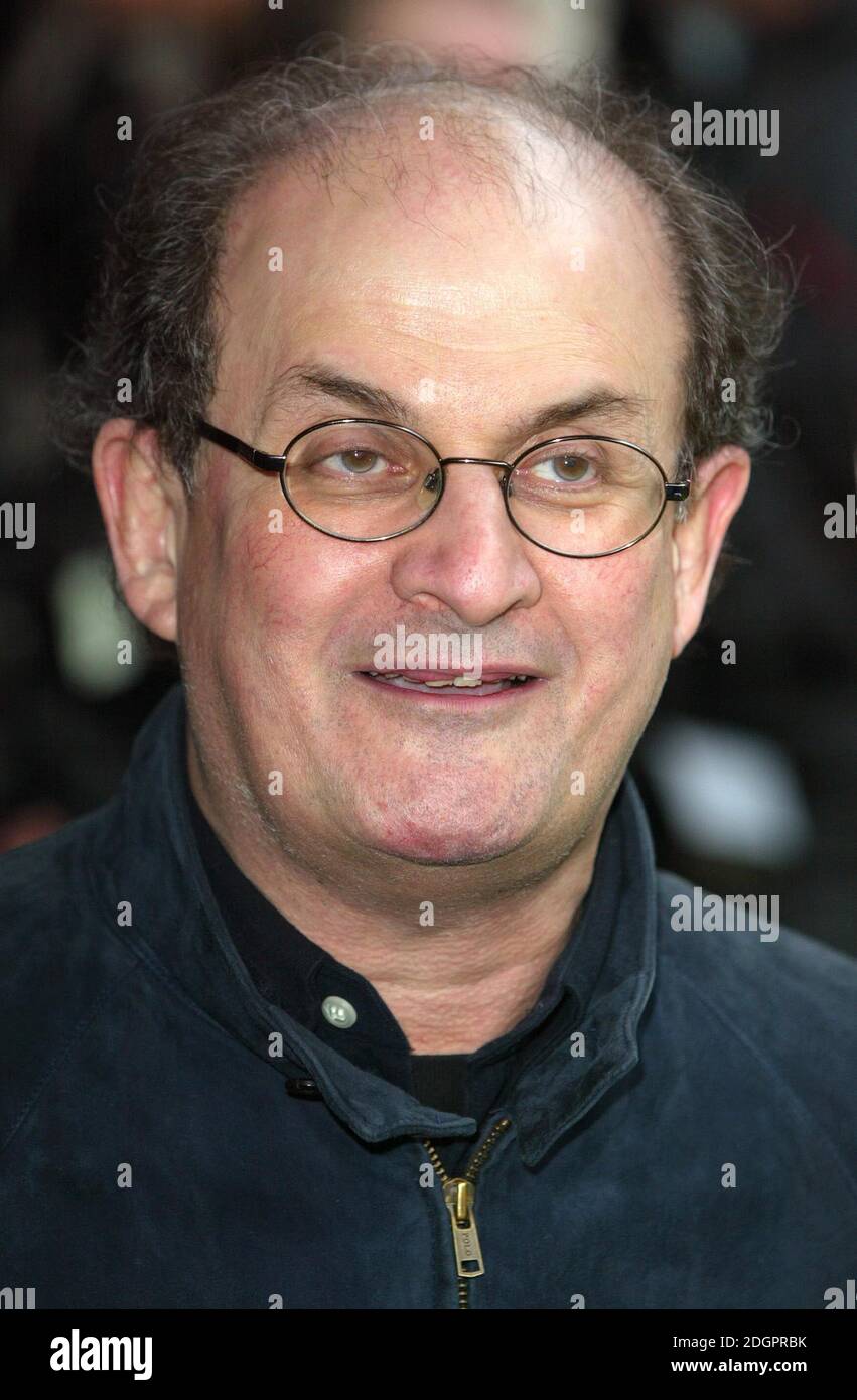 Salman Rushdie arriving at the premiere for The Magic Roundabout ...