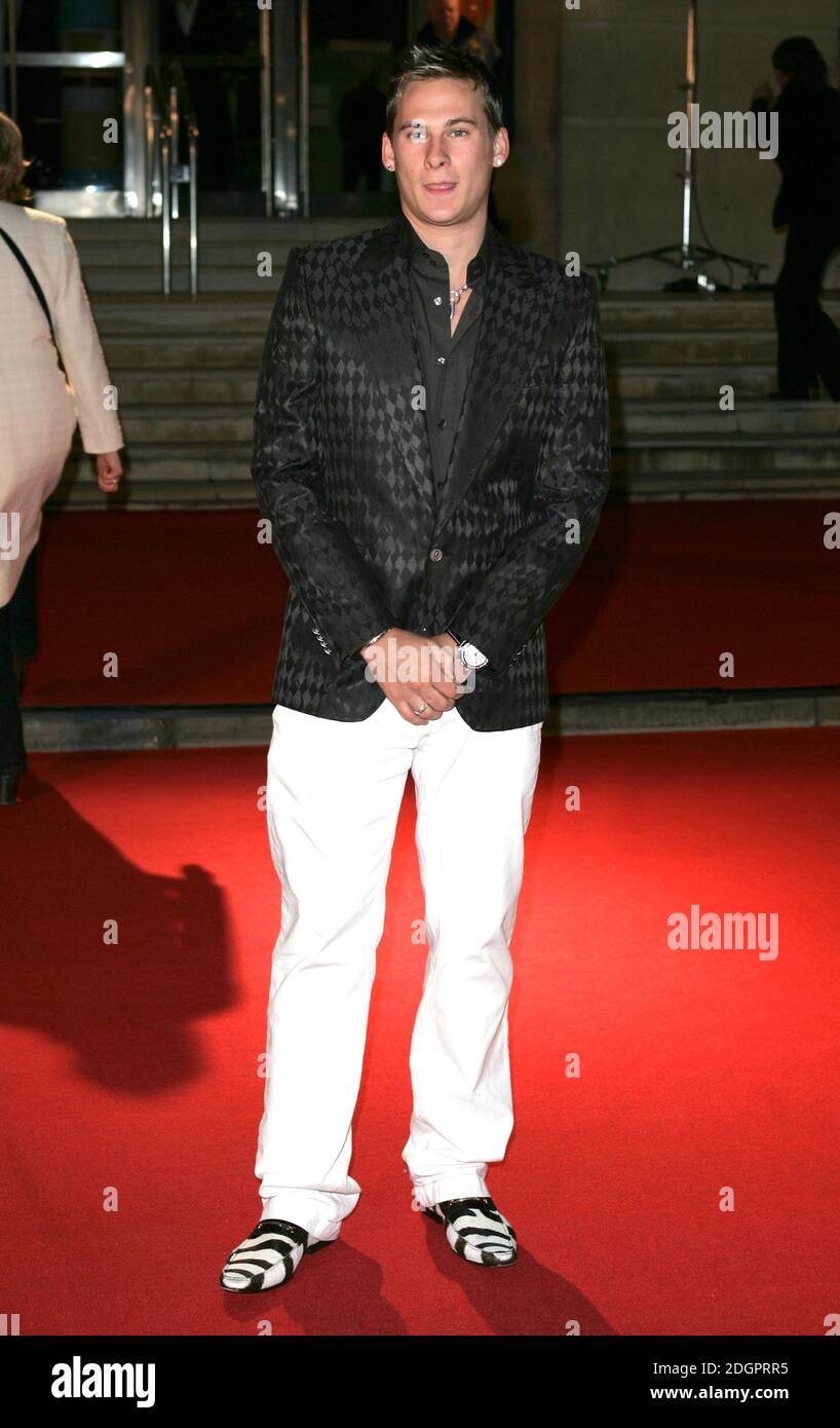 Lee Ryan arriving at the Brit Awards 2005, Earls Court Arena, London ...
