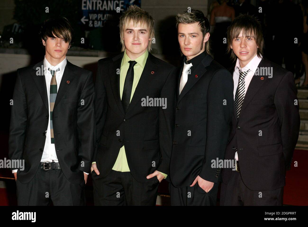 McFly arriving at the Brit Awards 2005, Earls Court Arena, London. Doug ...
